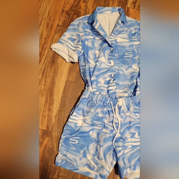 Source Unknown | Shorts | Unisex Blue Swirl Set Sz Sm | Poshmark